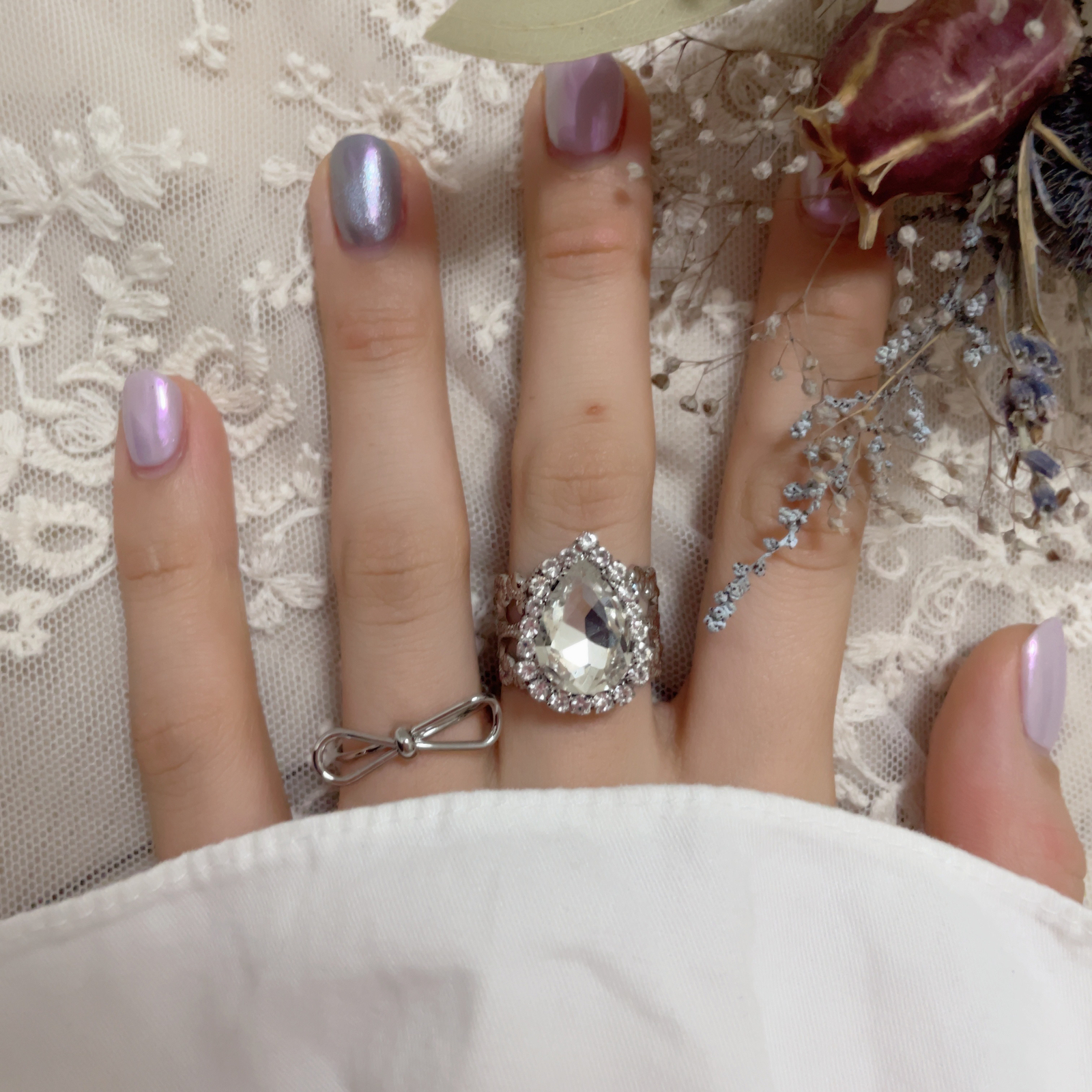 #2858 ドロップビジューレースリング - Holic mii | minne 国内最大級のハンドメイド・手作り通販サイト