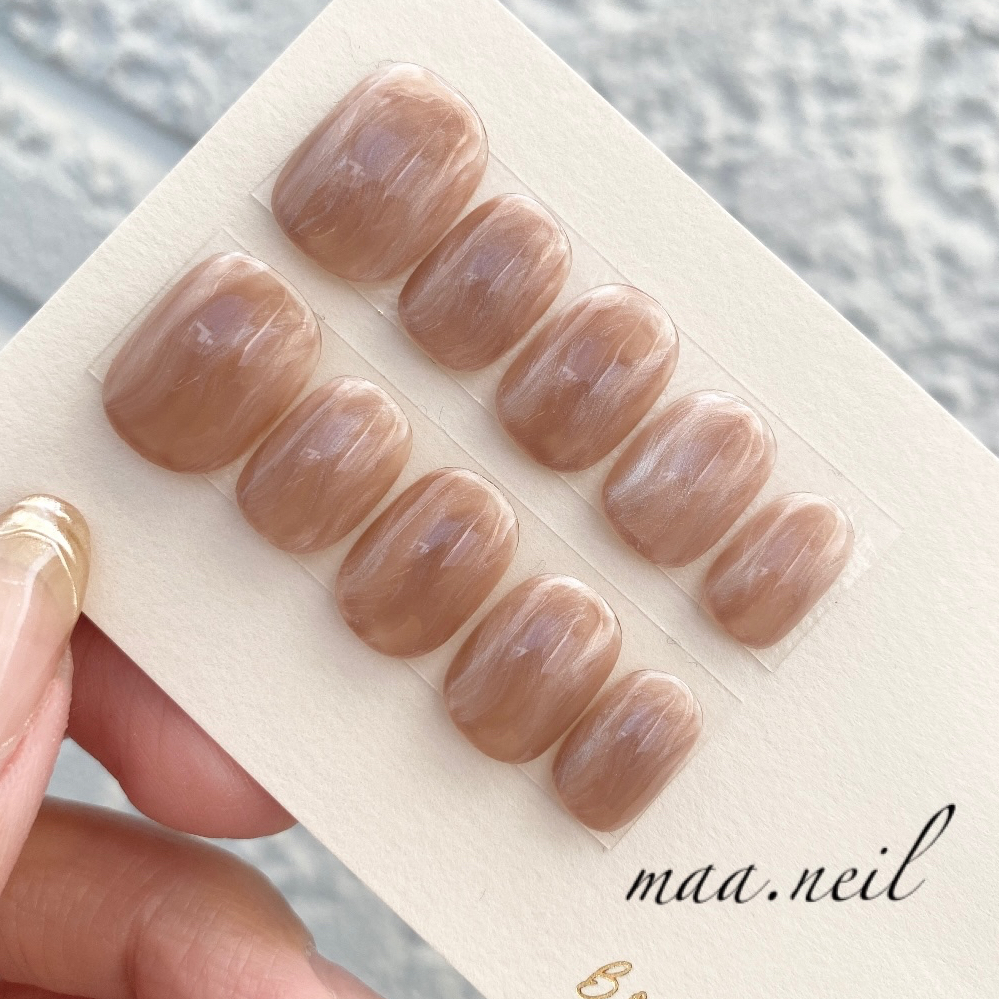 ブラウンパールホワイトネイルチップ - maa.nail | minne 国内最大級のハンドメイド・手作り通販サイト