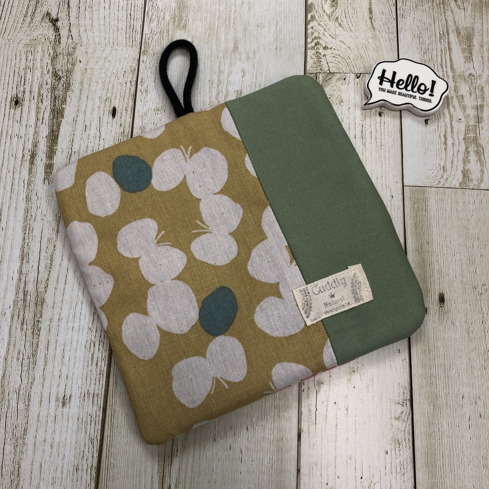 No35 裏も可愛い♡パッチワークポットマット ︎ 北欧 ちょうちょ イエロー | minne 日本最大級のハンドメイド・手作り通販サイト