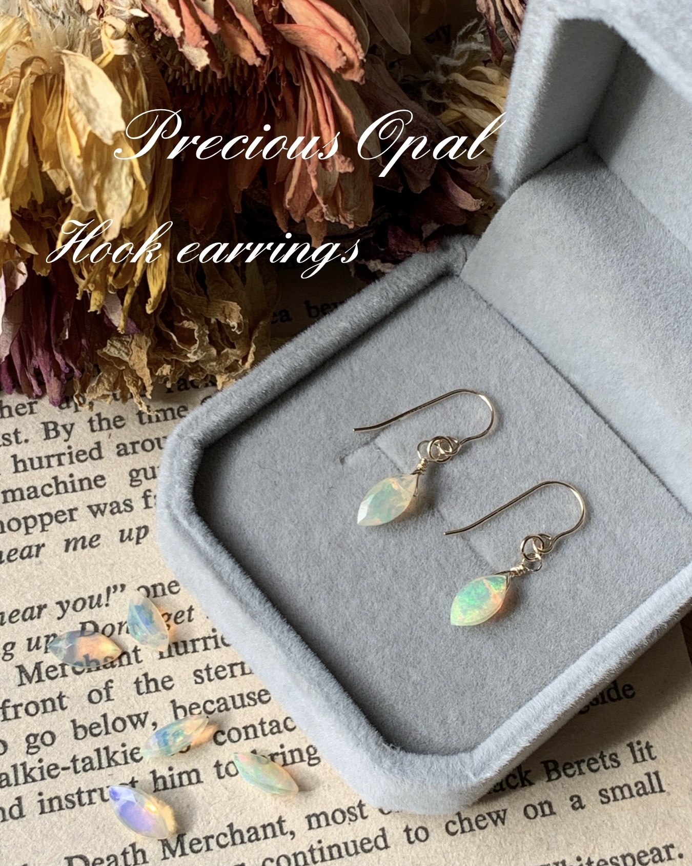 揺れる♪ プレシャスオパール フックピアス k14gf | minne 日本最大級のハンドメイド・手作り通販サイト