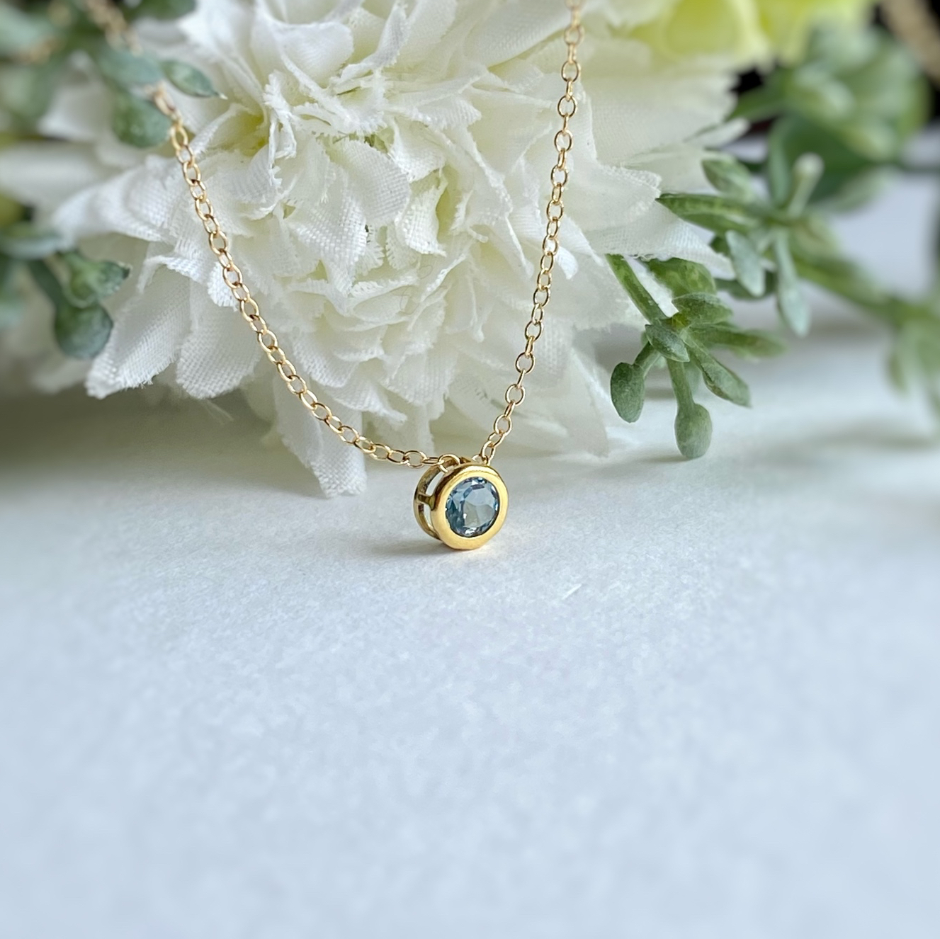 宝石質ロンドンブルートパーズ AAA 4mm ベゼルネックレス 14kgf 11月誕生石 黄玉 - トゥッティ フルッティ | minne 国内最大級のハンドメイド・手作り通販サイト