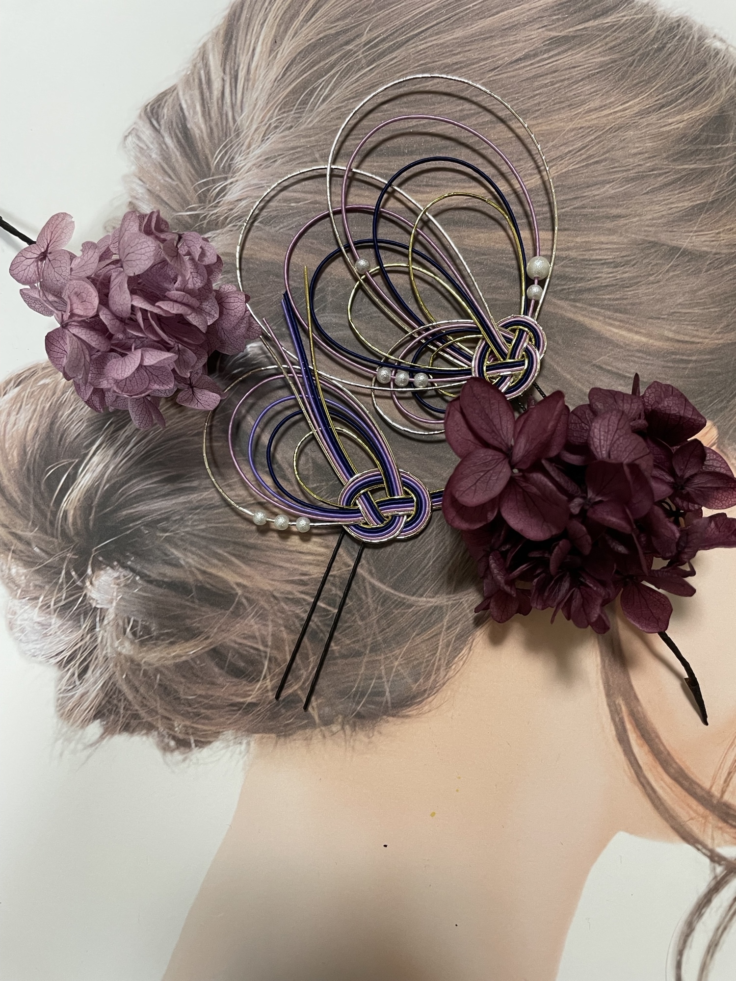 532.水引髪飾り プリザーブドフラワー - 水引工房 mame | minne 国内最大級のハンドメイド・手作り通販サイト