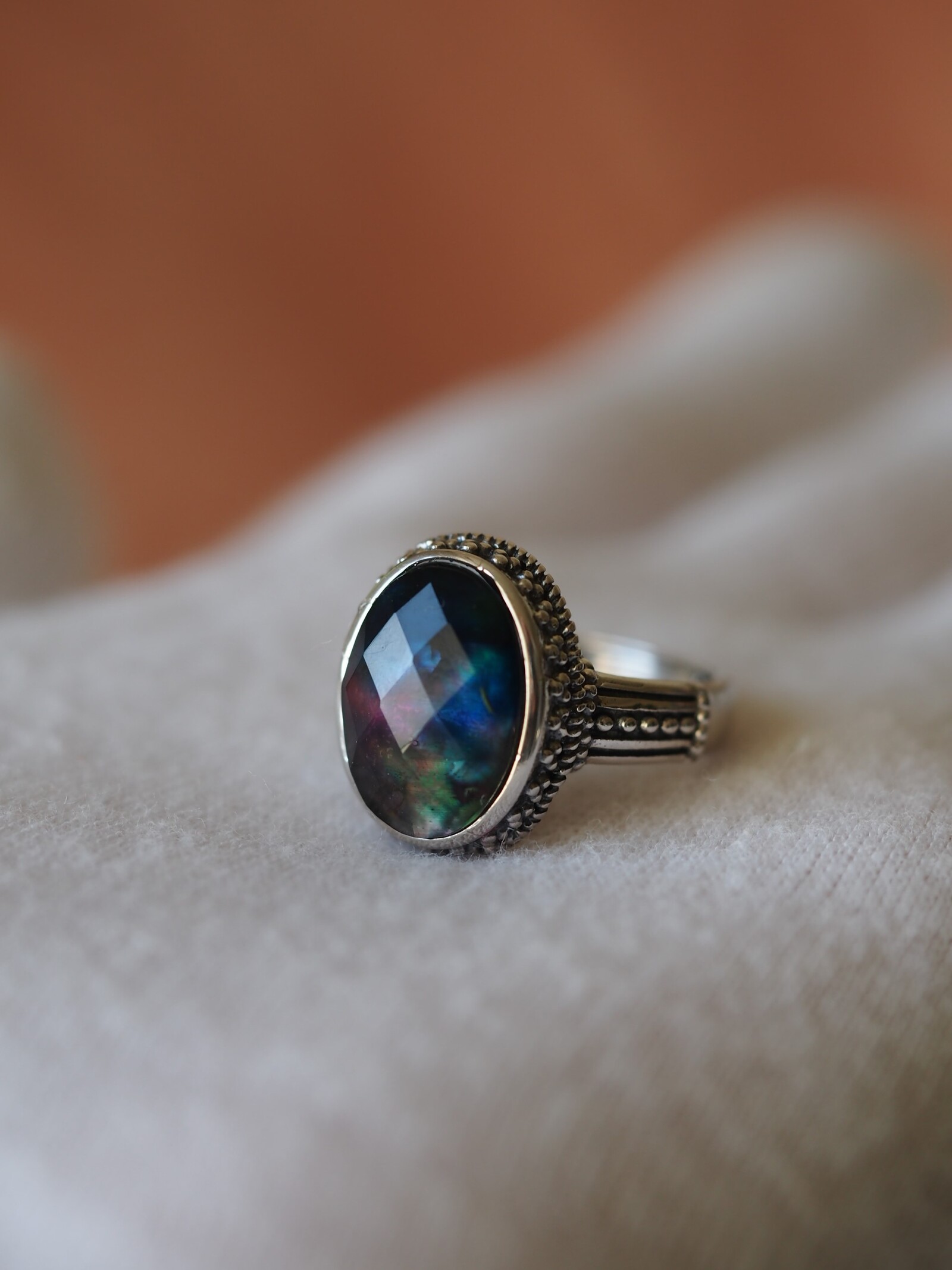 HDアバロンシェルxクリスタル14 S925アンティークリング - ケロリン堂 | minne 国内最大級のハンドメイド・手作り通販サイト