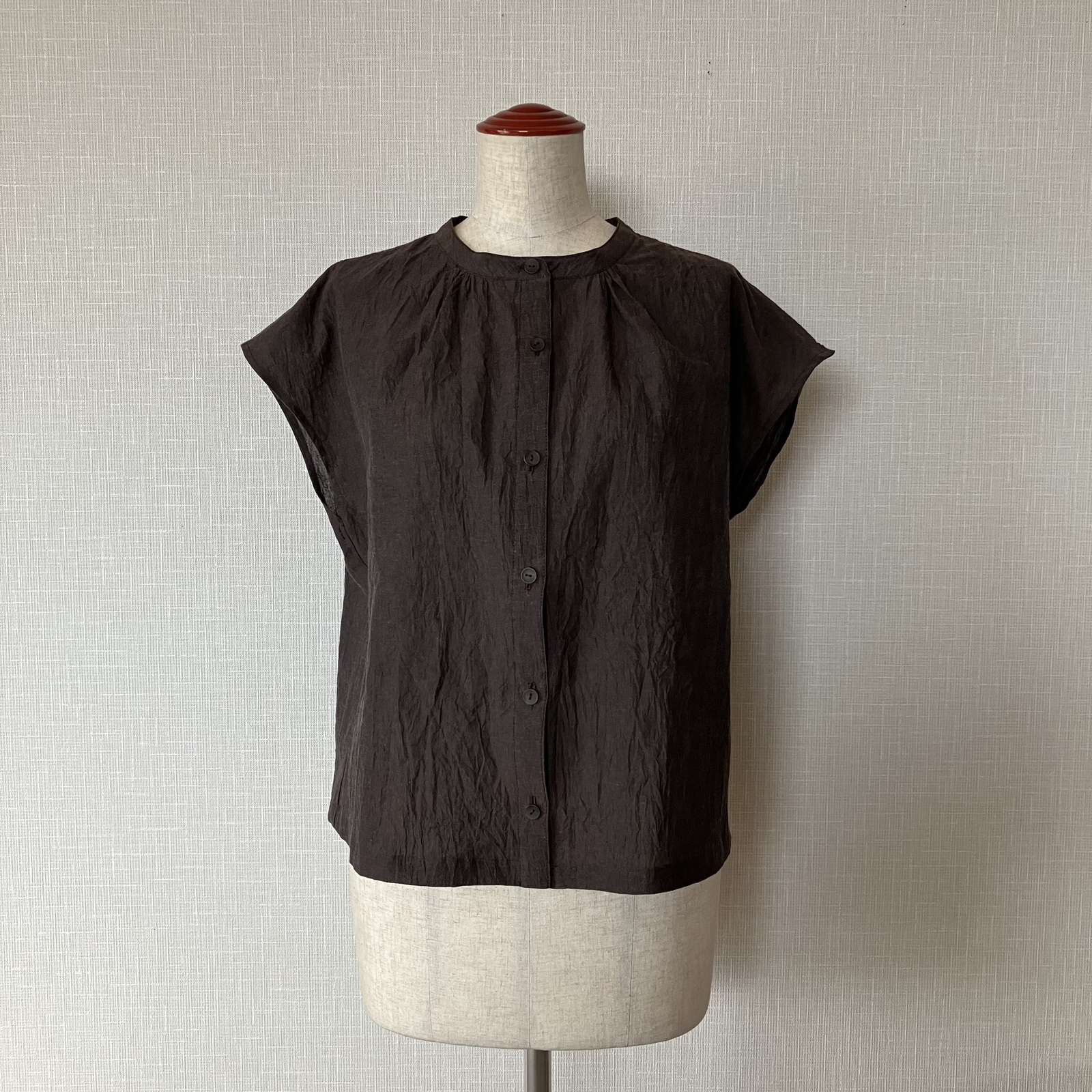 フレンチスリーブ浴衣生地ブラウス（こげ茶2L） - SUZUNAKA'S GALLERY | minne 国内最大級のハンドメイド・手作り通販サイト